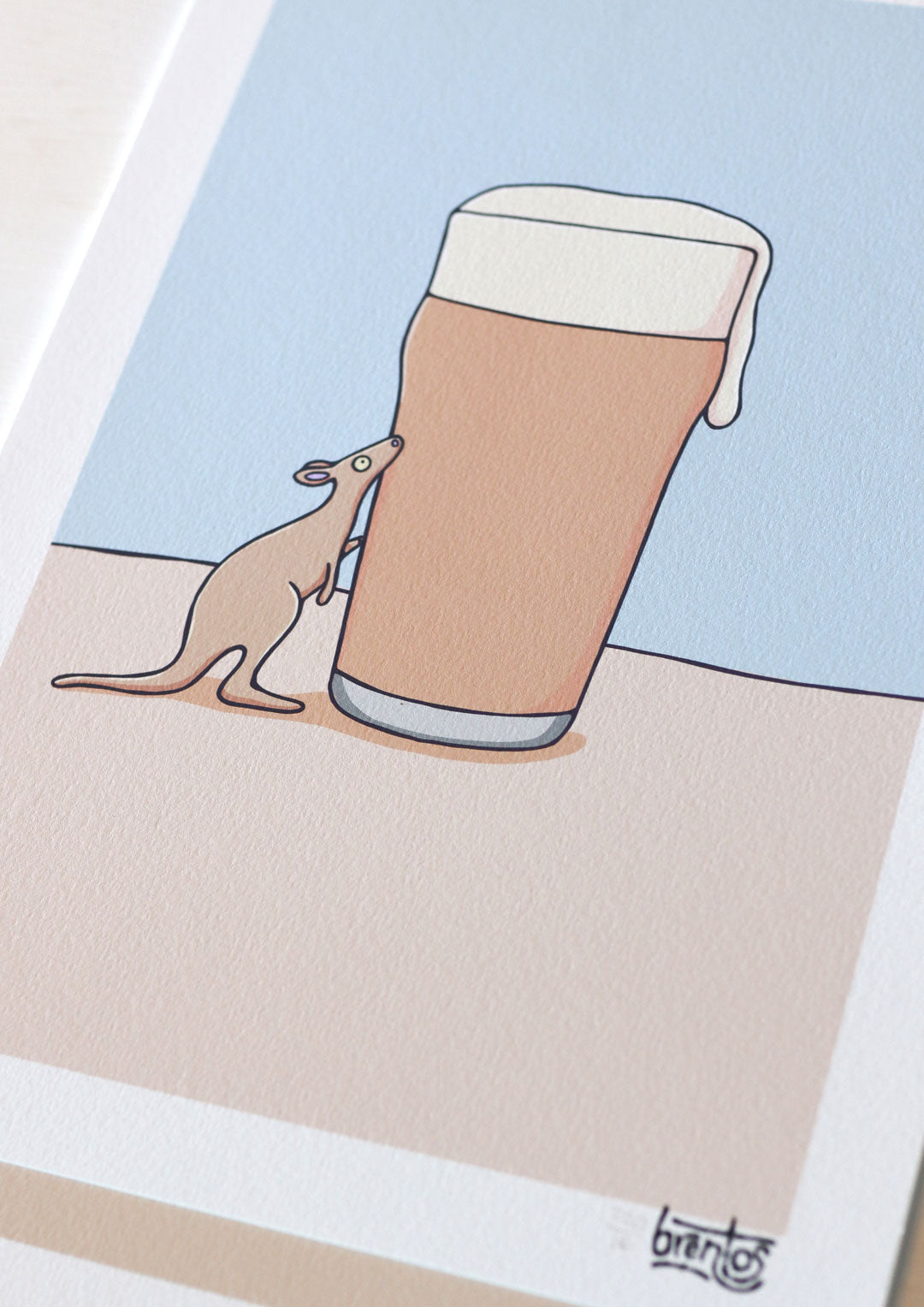Roo Brew Kangaroo Beer Art Print - Brentos