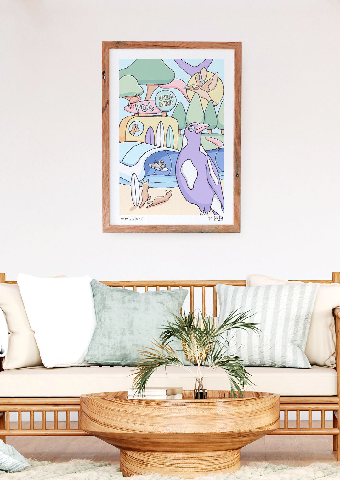 Aussie Surf Pub Art Print by Brentos